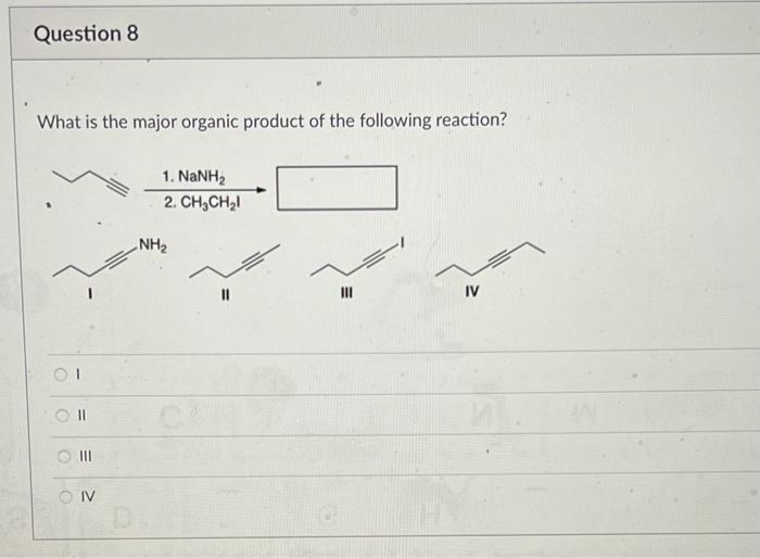 Solved What is the product of the following reaction? −1 II | Chegg.com
