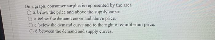 Solved On a graph, consumer surplus is represented by the | Chegg.com