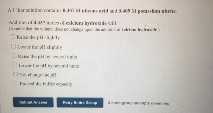 Solved A 1 liter solution contains 0.307 M nitrous acid and | Chegg.com