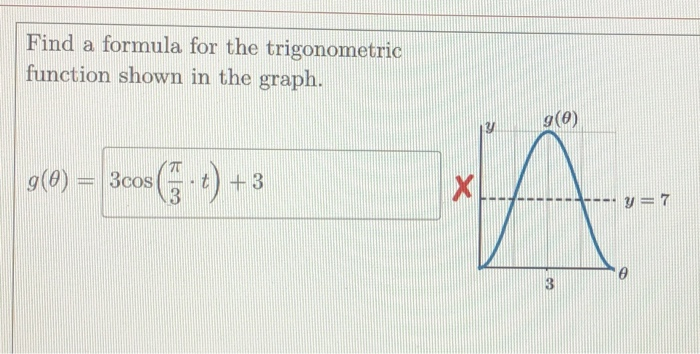 Solved Find a formula for the trigonometric function shown | Chegg.com