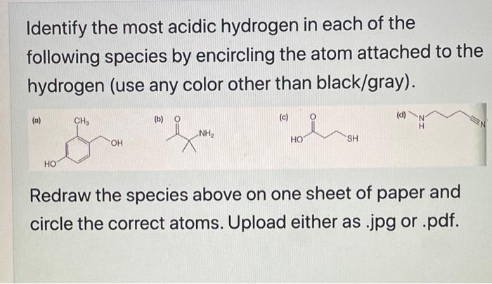 Solved Identify the most acidic hydrogen in each of the | Chegg.com