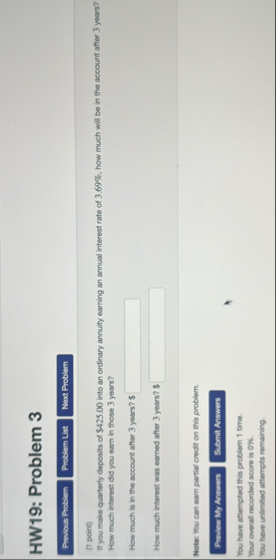 Solved HW19: Problem 3Pruvious ProblemProblem LstNext | Chegg.com
