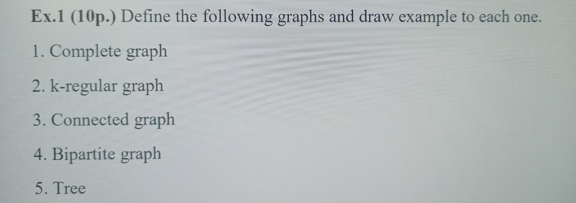 Solved Ex.1 (10p.) Define the following graphs and draw | Chegg.com