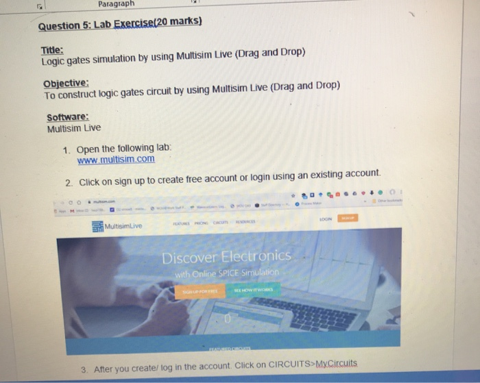 Solved Paragraph Question 5 Lab Exercise 20 Marks Title 