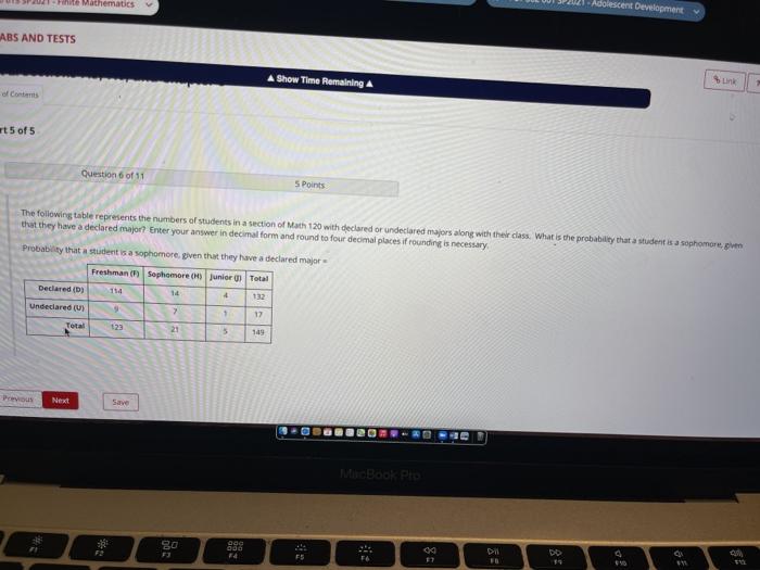 Solved hite Mathematics Adolescent Development ABS AND TESTS | Chegg.com