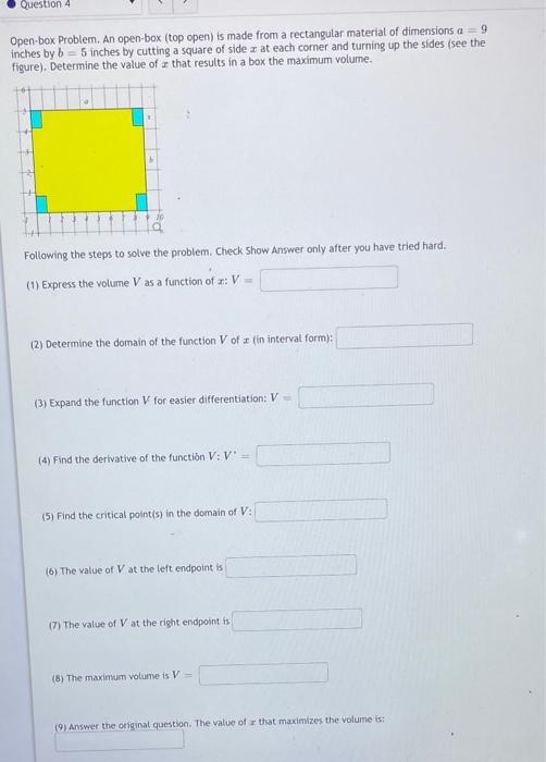 Solved Open-box Problem, An open-box (top open) is made from | Chegg.com