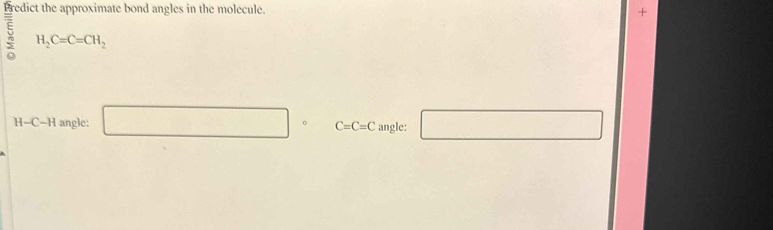 Solved 霉redict the approximate bond angles in the | Chegg.com