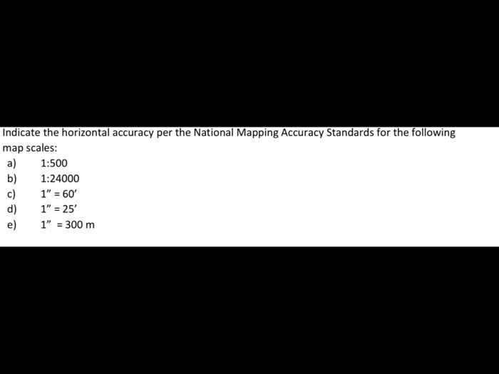 Solved Indicate the horizontal accuracy per the National | Chegg.com