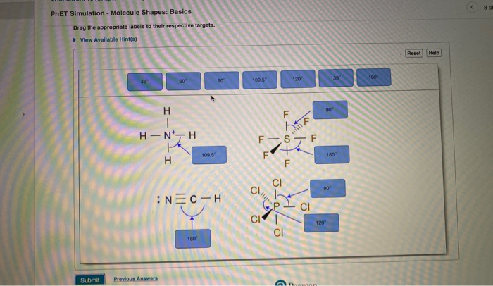 Solved 80 PhET Simulation - Molecule Shapes: Basics Drag the | Chegg.com