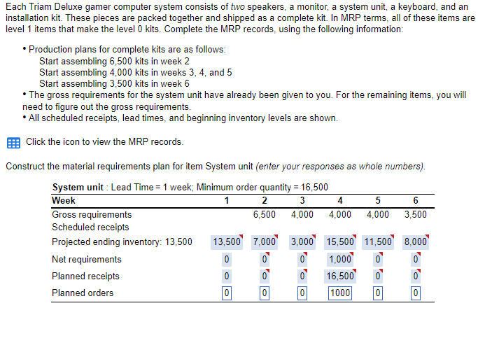 Solved Each Triam Deluxe gamer computer system consists of | Chegg.com