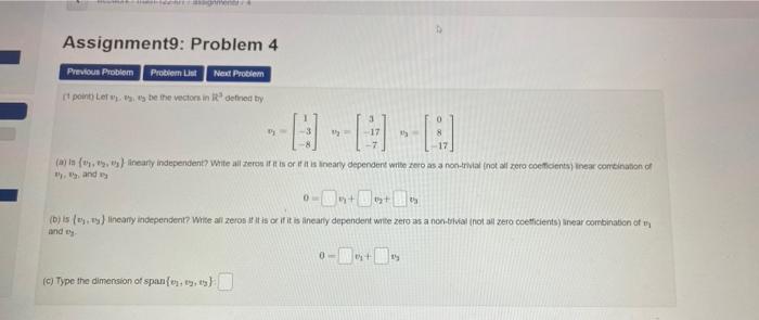 Solved Assignment9: Problem 1 Previous Problem Problem List | Chegg.com