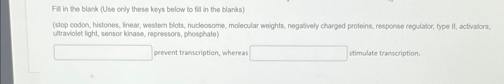 Solved Fill in the blank (Use only these keys below to fill | Chegg.com