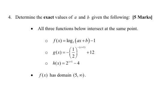 4. Determine the exact values of a and b given the | Chegg.com