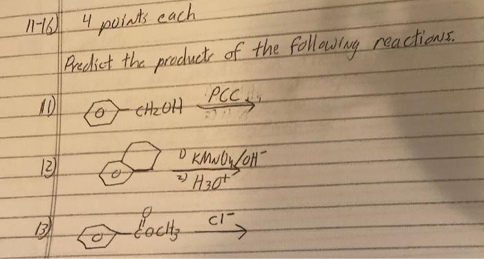Solved ) H6 4 points each Prediet the product of the | Chegg.com