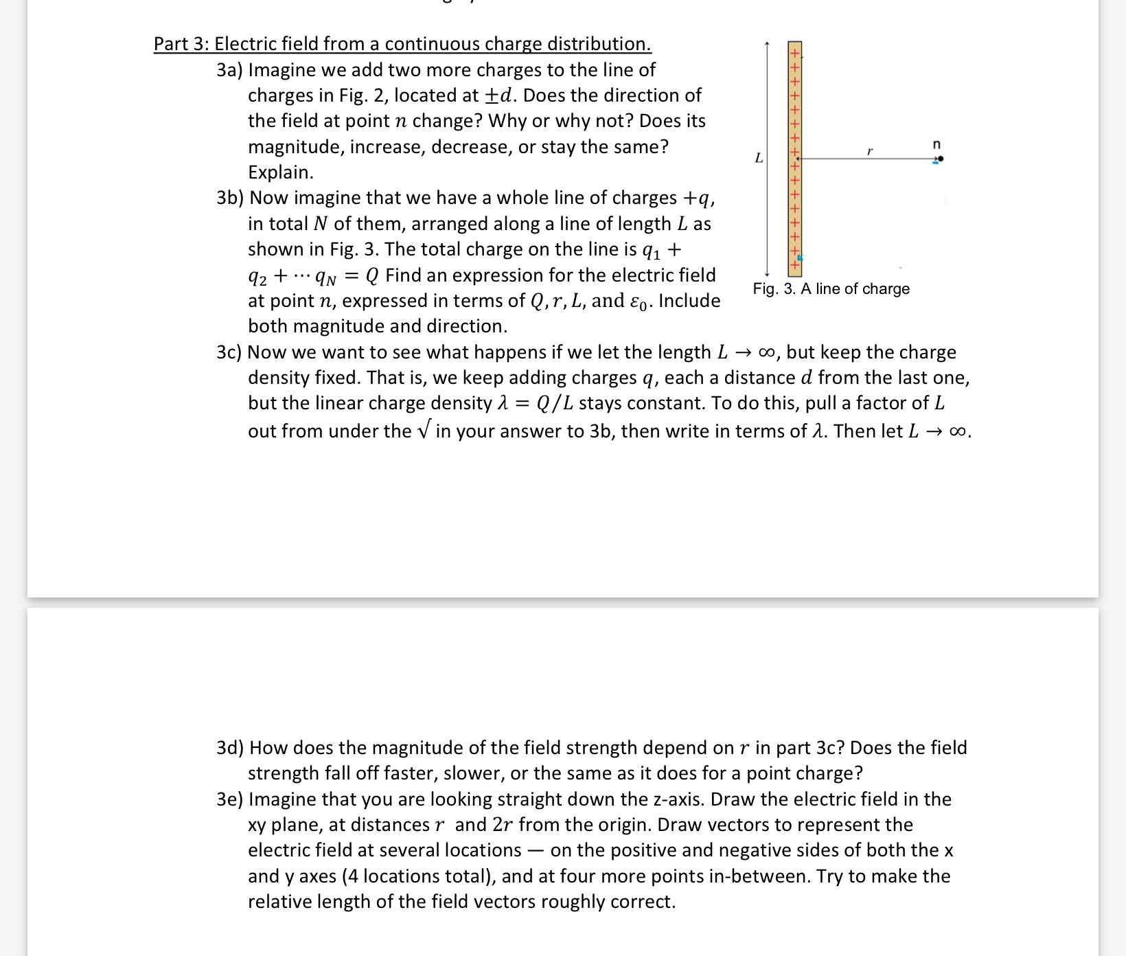 Solved Part 3: Electric field from a continuous charge | Chegg.com