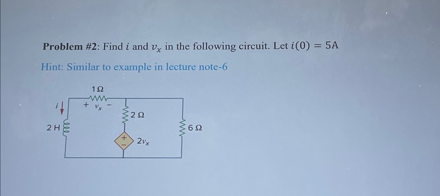 Solved Problem #2: Find i and vx ﻿in the following circuit. | Chegg.com