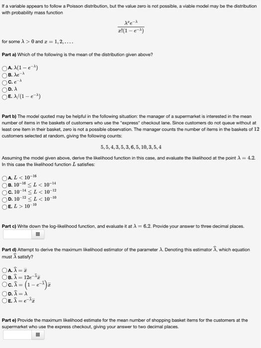Solved If A Variable Appears To Follow A Poisson 1581