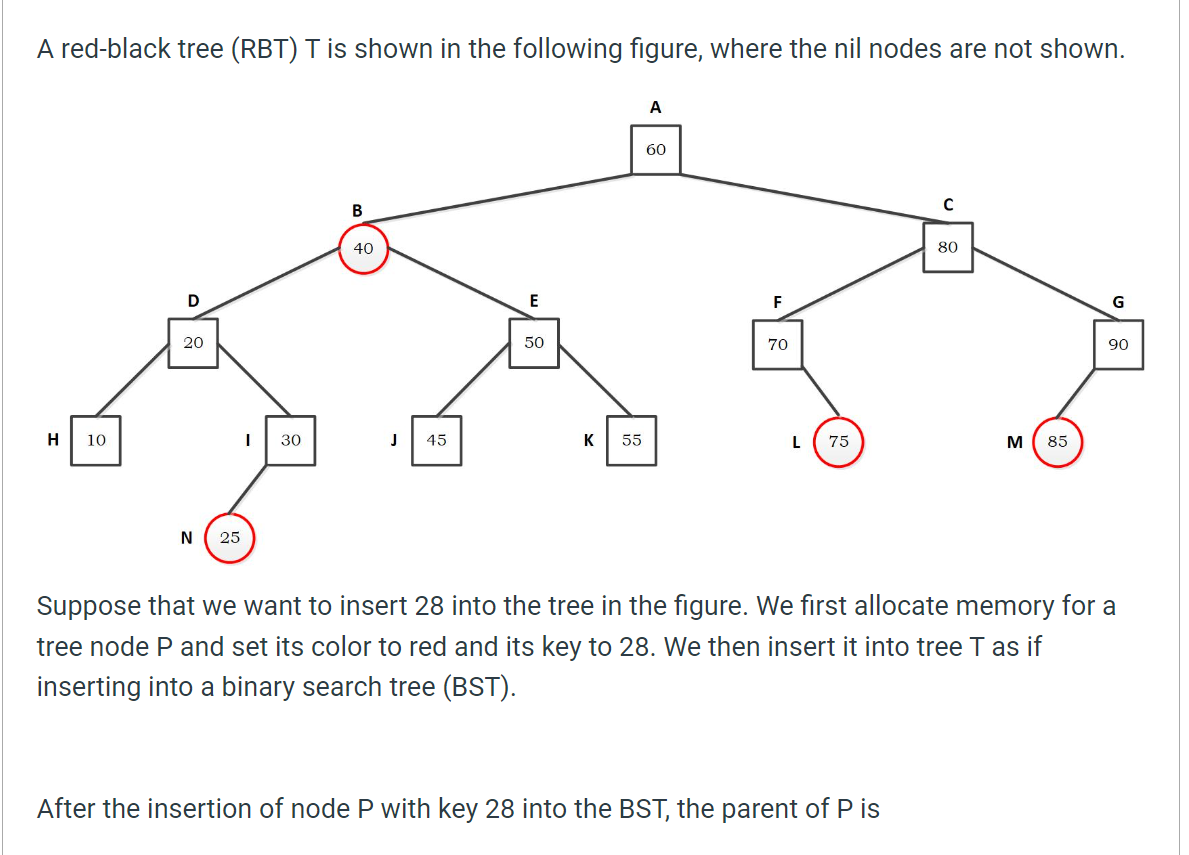Solved A red-black tree (RBT) T ﻿is shown in the following | Chegg.com