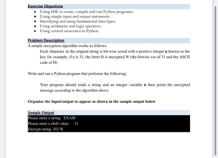 Solved Exercise Objectives • Using IDE to create, compile | Chegg.com