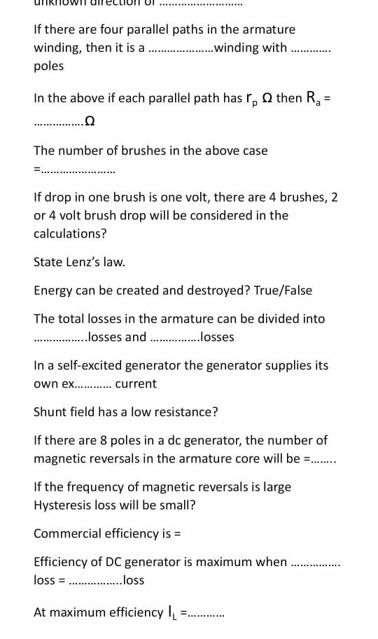 Solved If there are four parallel paths in the armature | Chegg.com