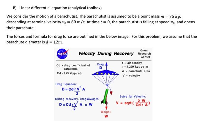 Solved B) Linear differential equation (analytical toolbox) | Chegg.com