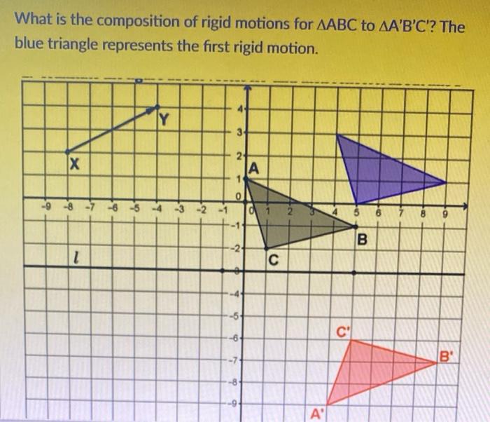 Solved What is the composition of rigid motions for AABC to | Chegg.com