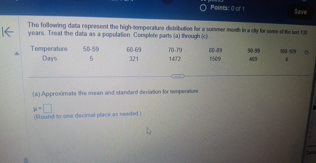 Solved The following data represent the high-temperature | Chegg.com