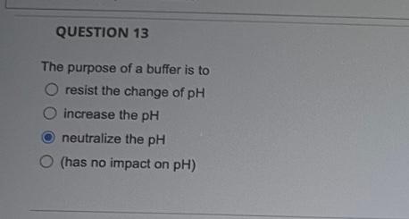 Solved QUESTION 13The purpose of a buffer is to resist the | Chegg.com