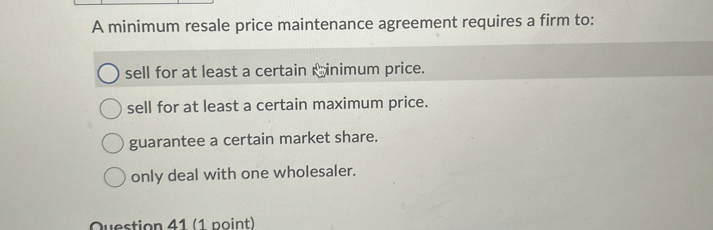 Solved A minimum resale price maintenance agreement requires | Chegg.com