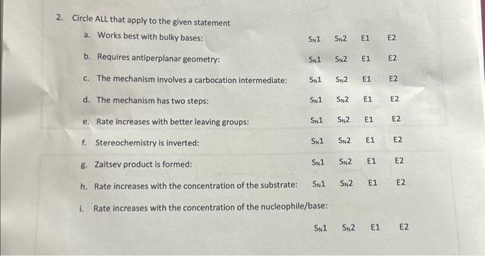 Solved 2. Circle ALL that apply to the given statement a. | Chegg.com