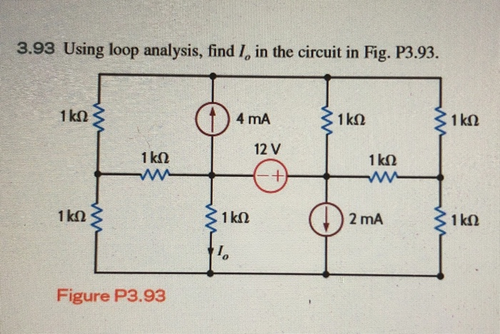 Solved 3.93 Using loop analysis, find I, in the circuit in | Chegg.com