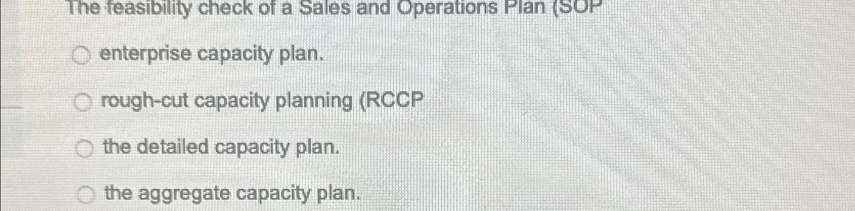Solved enterprise capacity plan.rough-cut capacity planning | Chegg.com