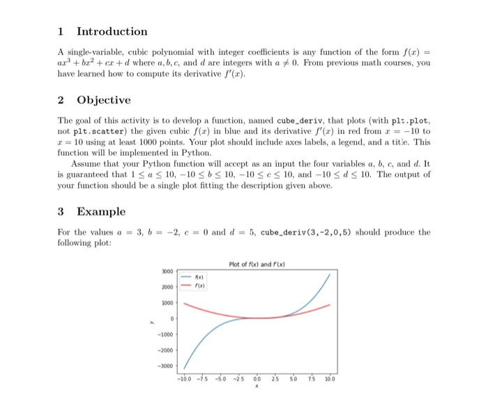 Solved 1 Introduction A single-variable, cubic polynomial | Chegg.com