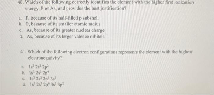 Solved 40. Which of the following correctly identifies the | Chegg.com