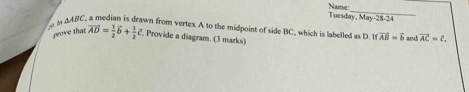 Solved 20. ﻿In Delta ABC, a median is drawn from vertex A | Chegg.com