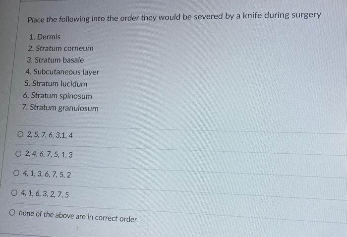 Solved Place the following into the order they would be | Chegg.com