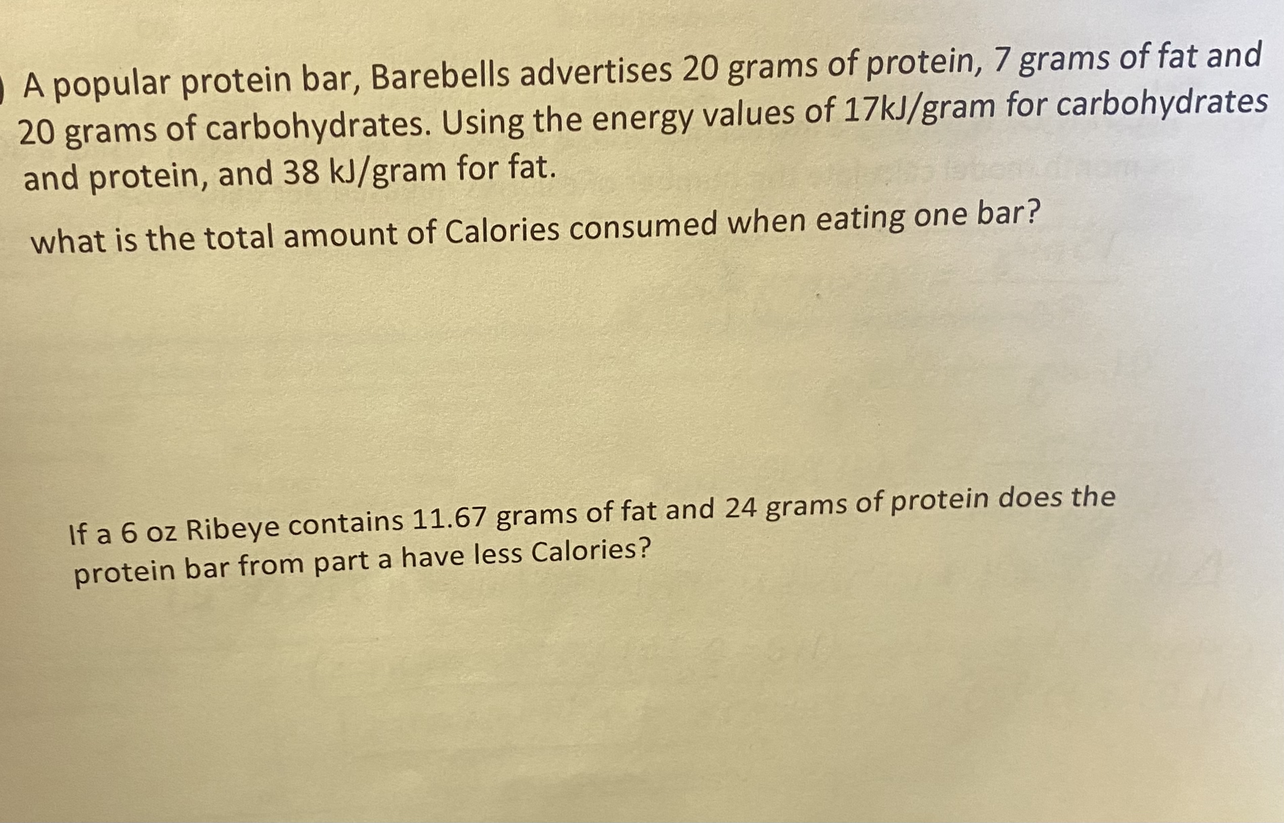 Solved A popular protein bar, Barebells advertises 20 ﻿grams | Chegg.com