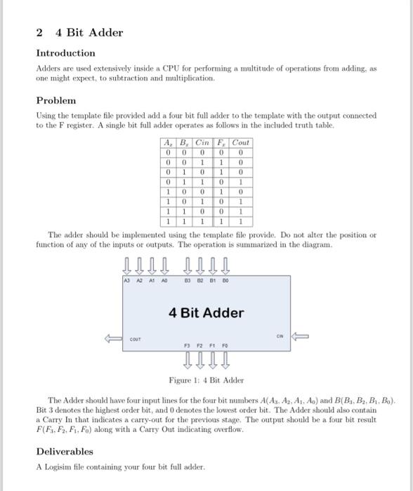Solved 24 Bit Adder Introduction Adders are used extensively | Chegg.com