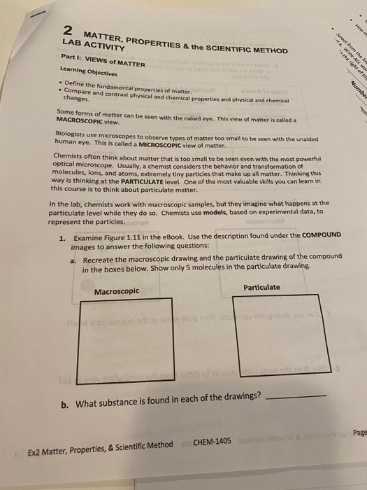 2 MATTER, PROPERTIES & the SCIENTIFIC METHOD LAB | Chegg.com