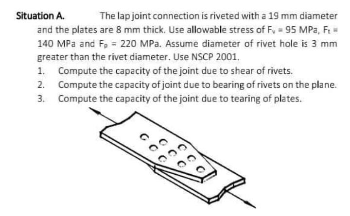 Solved Situation A. The lap joint connection is riveted with | Chegg.com