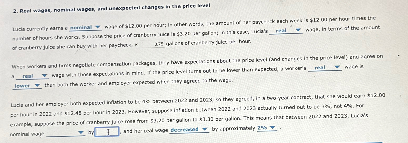 Solved Real wages, nominal wages, and unexpected changes in | Chegg.com