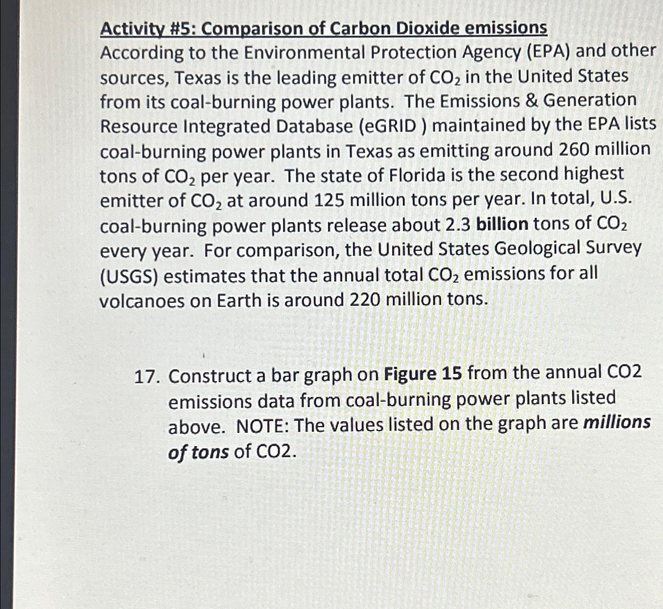 Solved Activity #5: Comparison of Carbon Dioxide | Chegg.com