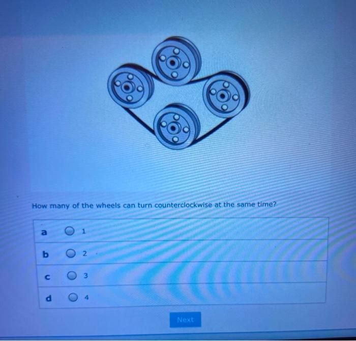 Solved How many of the wheels can turn counterclockwise at | Chegg.com