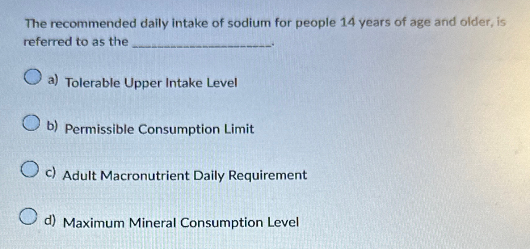 Solved The recommended daily intake of sodium for people 14 | Chegg.com