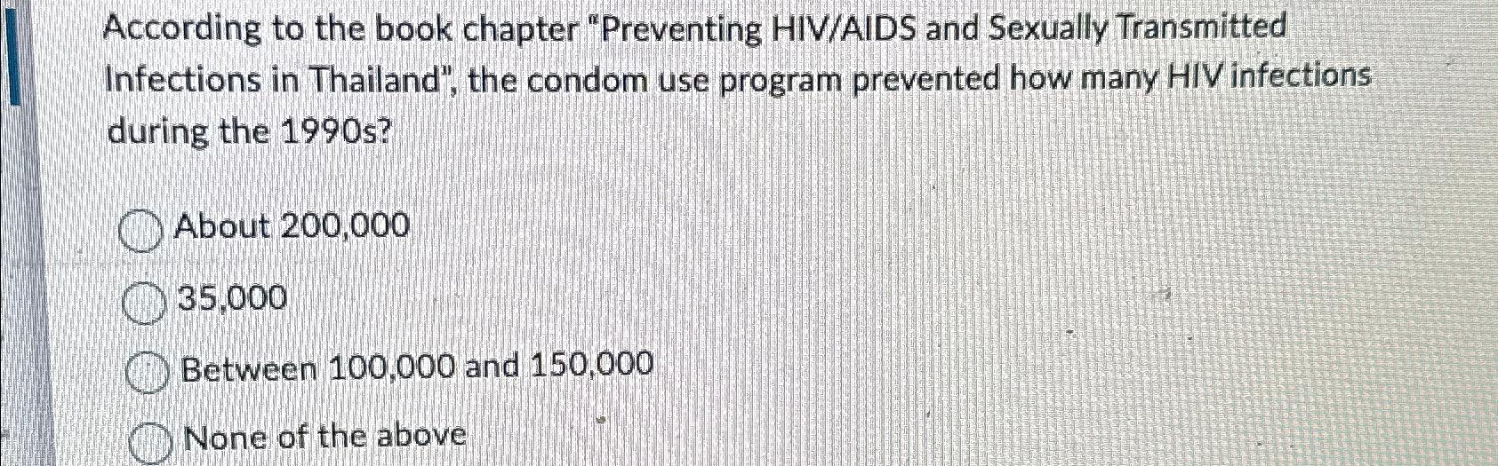 Solved According to the book chapter "Preventing HIV/AIDS | Chegg.com