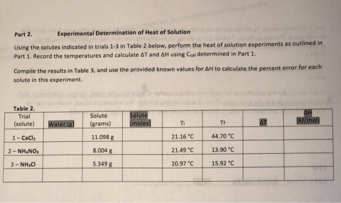 Solved Calculate Ccal for the calorimeter for each trial | Chegg.com