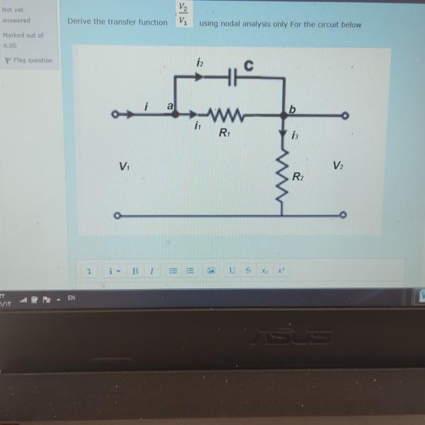 Solved Derive the transfer function using nodal analysis | Chegg.com