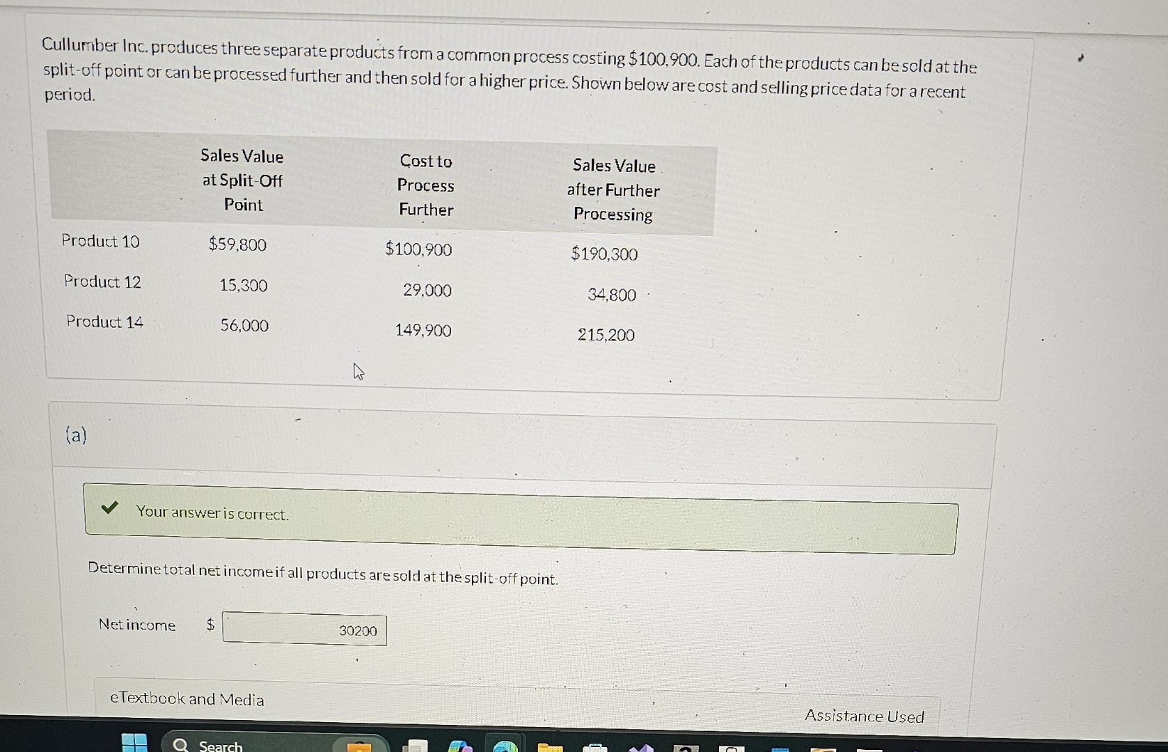 Solved Cullumber Inc. produces three separate products from | Chegg.com