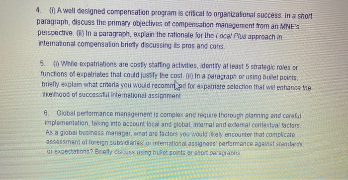 Solved 4. () A well designed compensation program is | Chegg.com