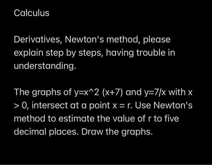 Solved Calculus Derivatives, Newton's method, please explain | Chegg.com